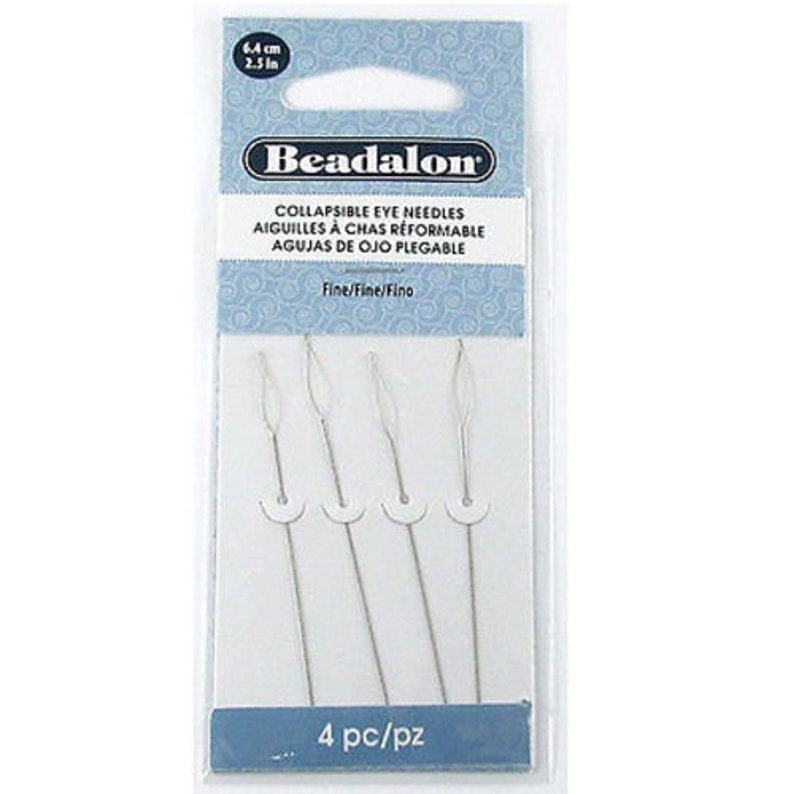 Beadalon FINE Collapsible Eye Beading Needles 2.5 4/Pkg | Etsy