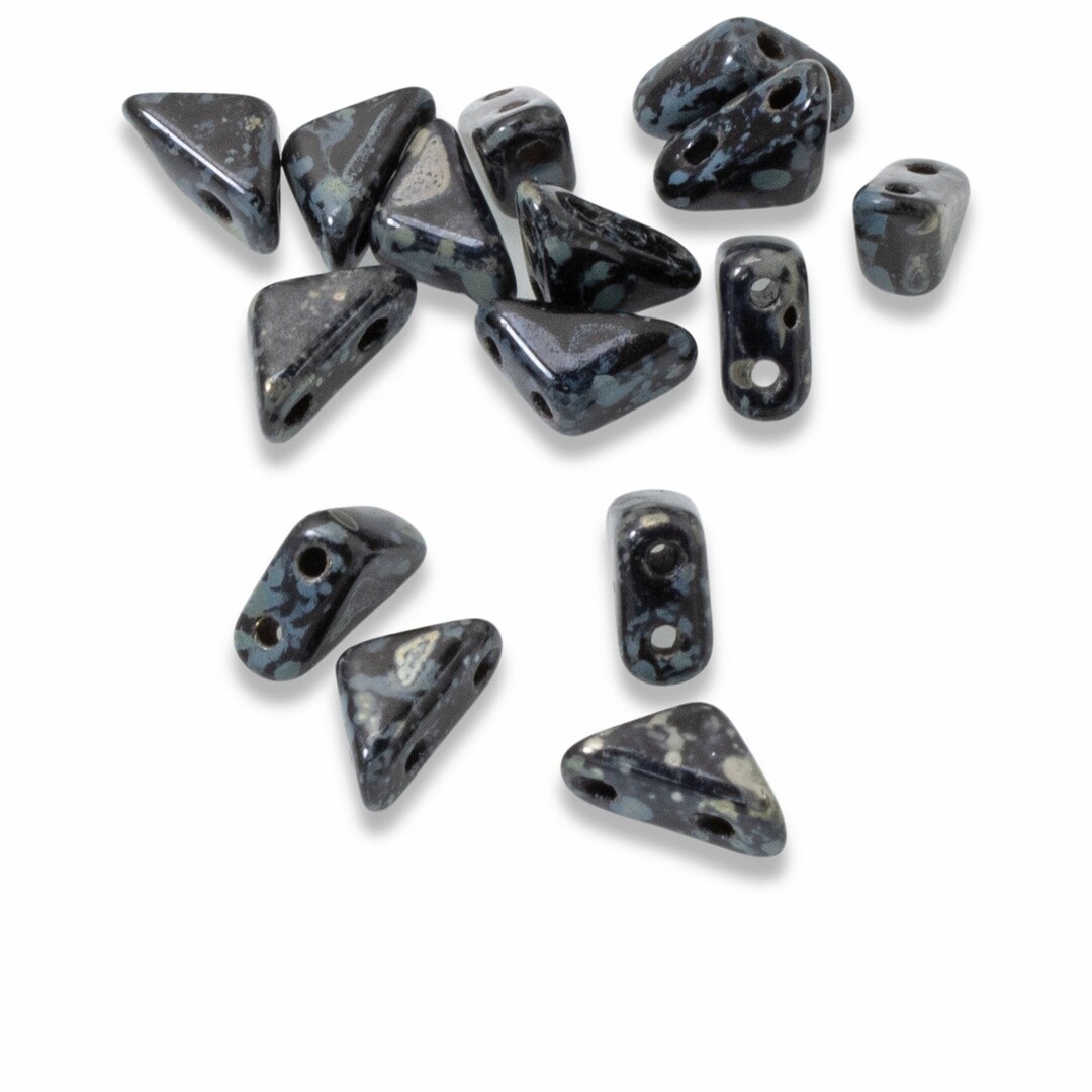 75 Jet Silver Picasso Tango Triangle Beads, 6mm Black 2-hole Czech ...