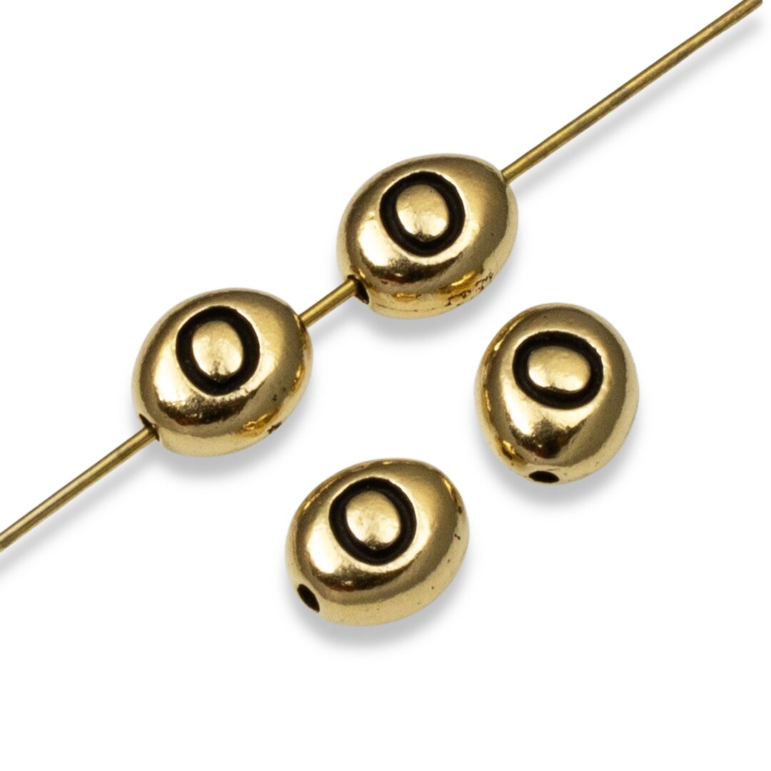 4 Gold Letter o Alphabet Beads, Tierracast Oval Initial Beads for DIY ...