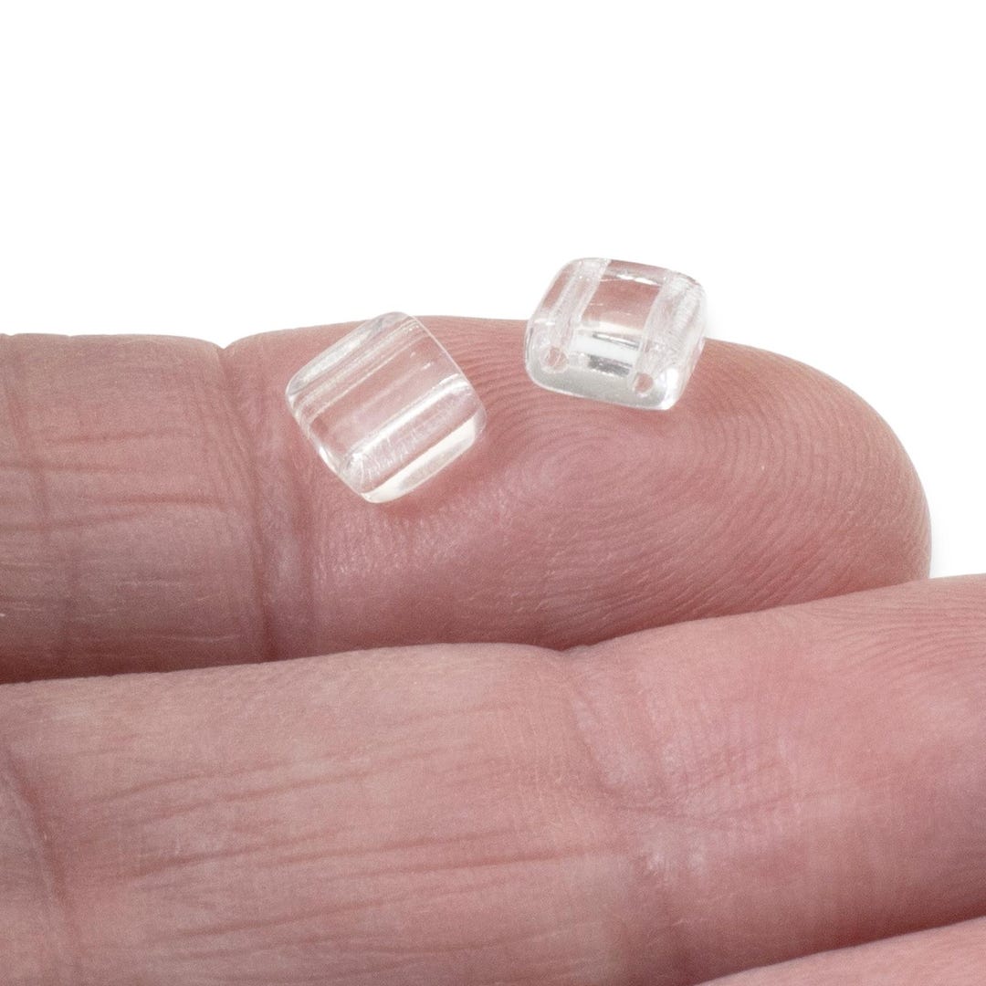 Crystal Clear Square Tile Beads - 50-pack 6mm 2-hole Czech Glass for ...