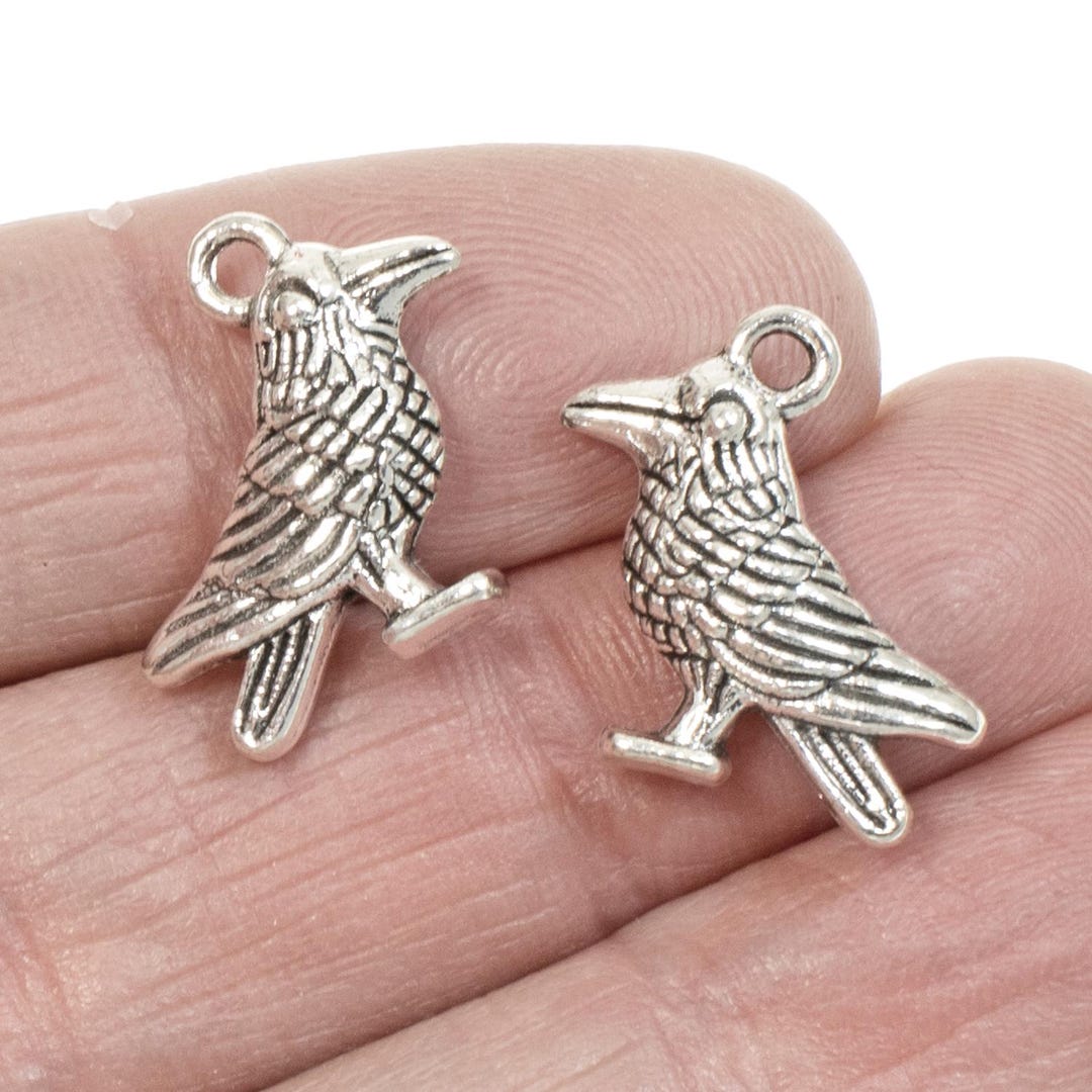 50-pack Silver Raven Charms, Bulk Animal Bird for Jewelry Making and ...