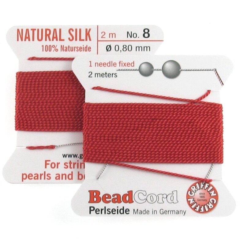 Griffin Silk Thread Two Pack Red Size 8 Beading Cord - Etsy