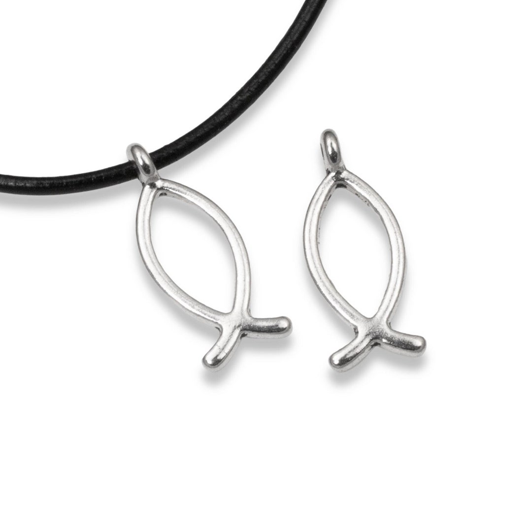 25-pack Silver Jesus Fish Charms - Christian Ichthys Pendants for ...