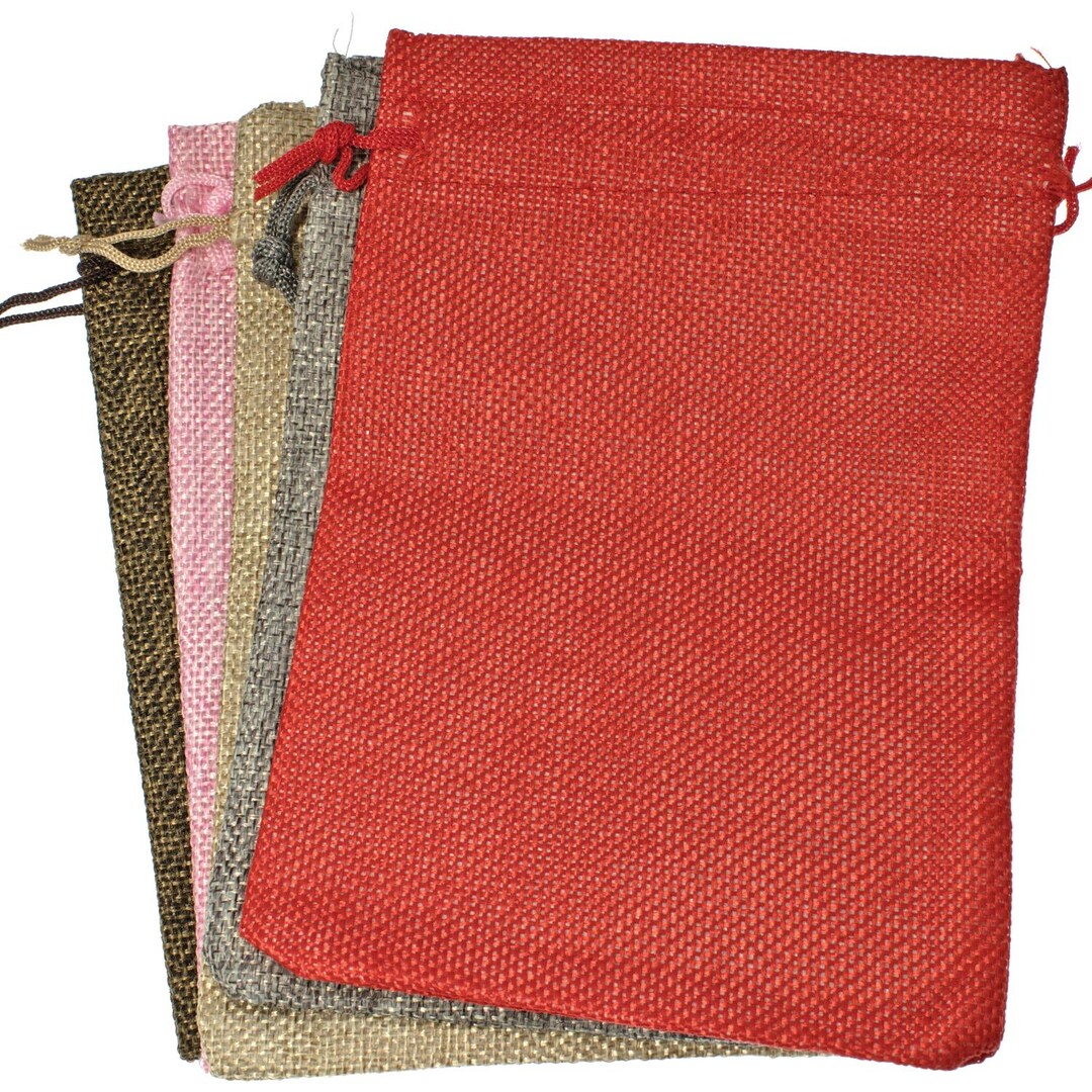 Burlap Drawstring Pouches, Mixed Colors Cloth Bags for Gifts, Party ...