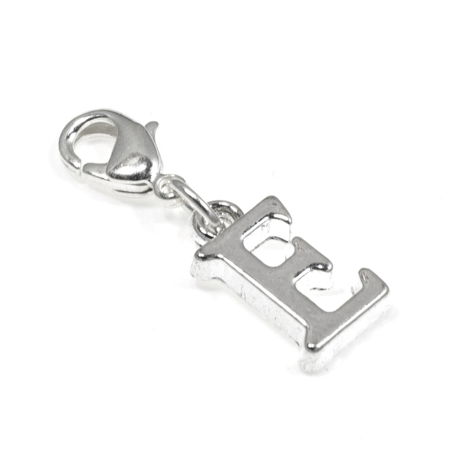 Letter E Clip On Charm Silver Initial Alphabet | Etsy