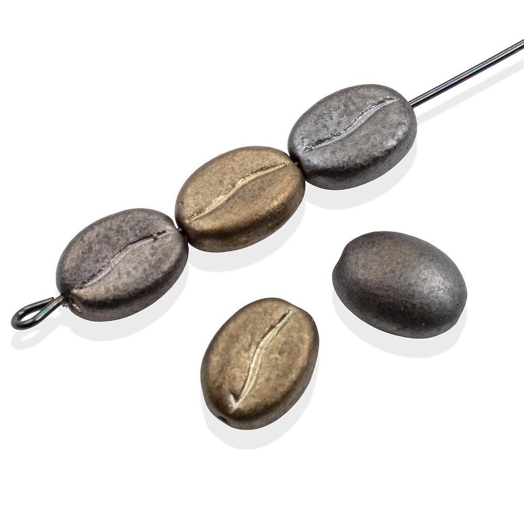 Coffee Bean Beads: Flax Grey Metallic Czech Glass 8mm X 11mm 10 Pack ...