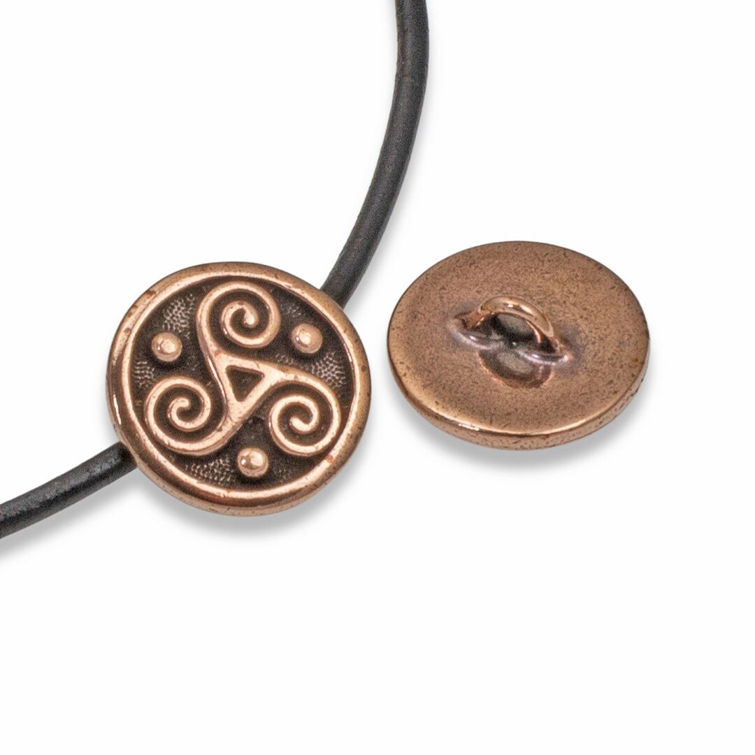 2 Copper Celtic Buttons Triskele Triple Spiral Shank Back Leather Clasp ...