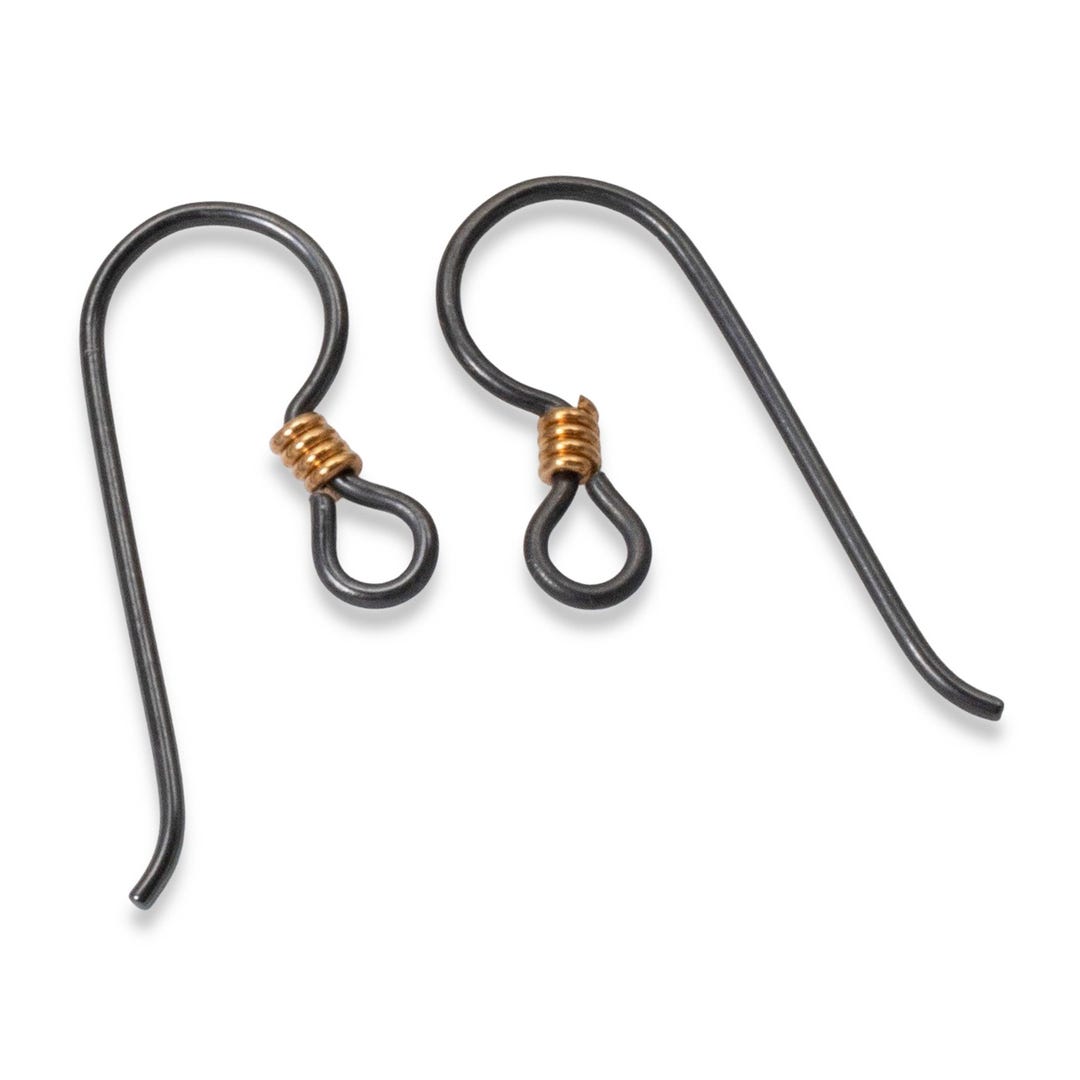 Hypoallergenic Black Niobium Ear Wires With Copper Coil Accent for ...