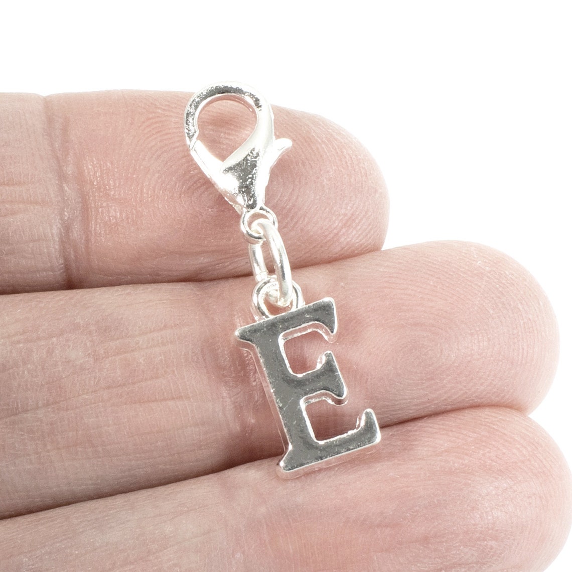 Letter e Clip on Charm Silver Initial Alphabet | Etsy