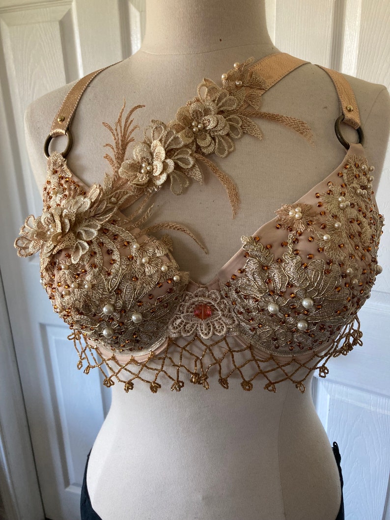 Belly Dance Bra, Beaded, Fantasy, Lace, Burlesque, Costume, Dance Bra ...