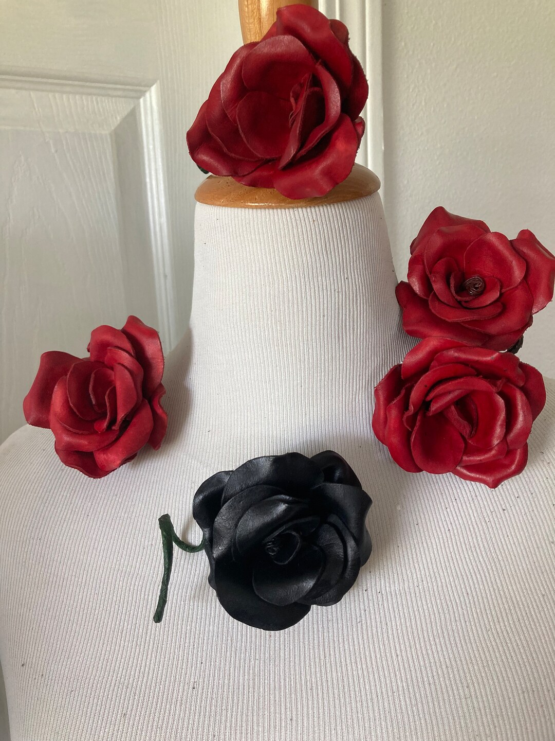 Leather Roses, Red Rose,hair Accessories, Decor - Etsy