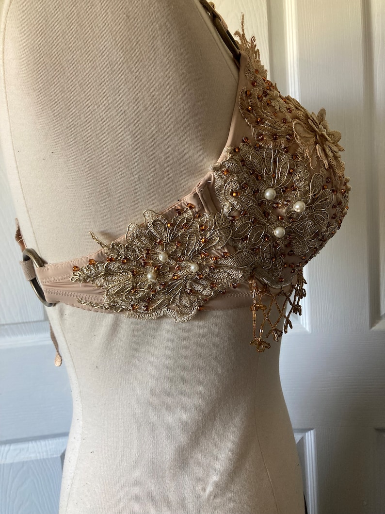 Belly Dance Bra, Beaded, Fantasy, Lace, Burlesque, Costume, Dance Bra ...