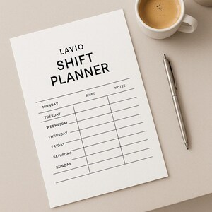 Printable Shift Planner | Weekly Work Schedule | Digital Minimalist PDF ...