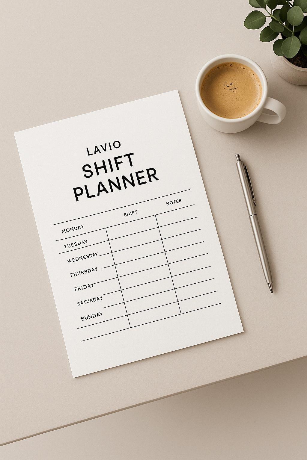 Printable Shift Planner | Weekly Work Schedule | Digital Minimalist PDF ...