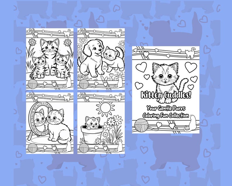 Cute Kitten Coloring Page Printable Cat Art for Kids & Adults Digital ...