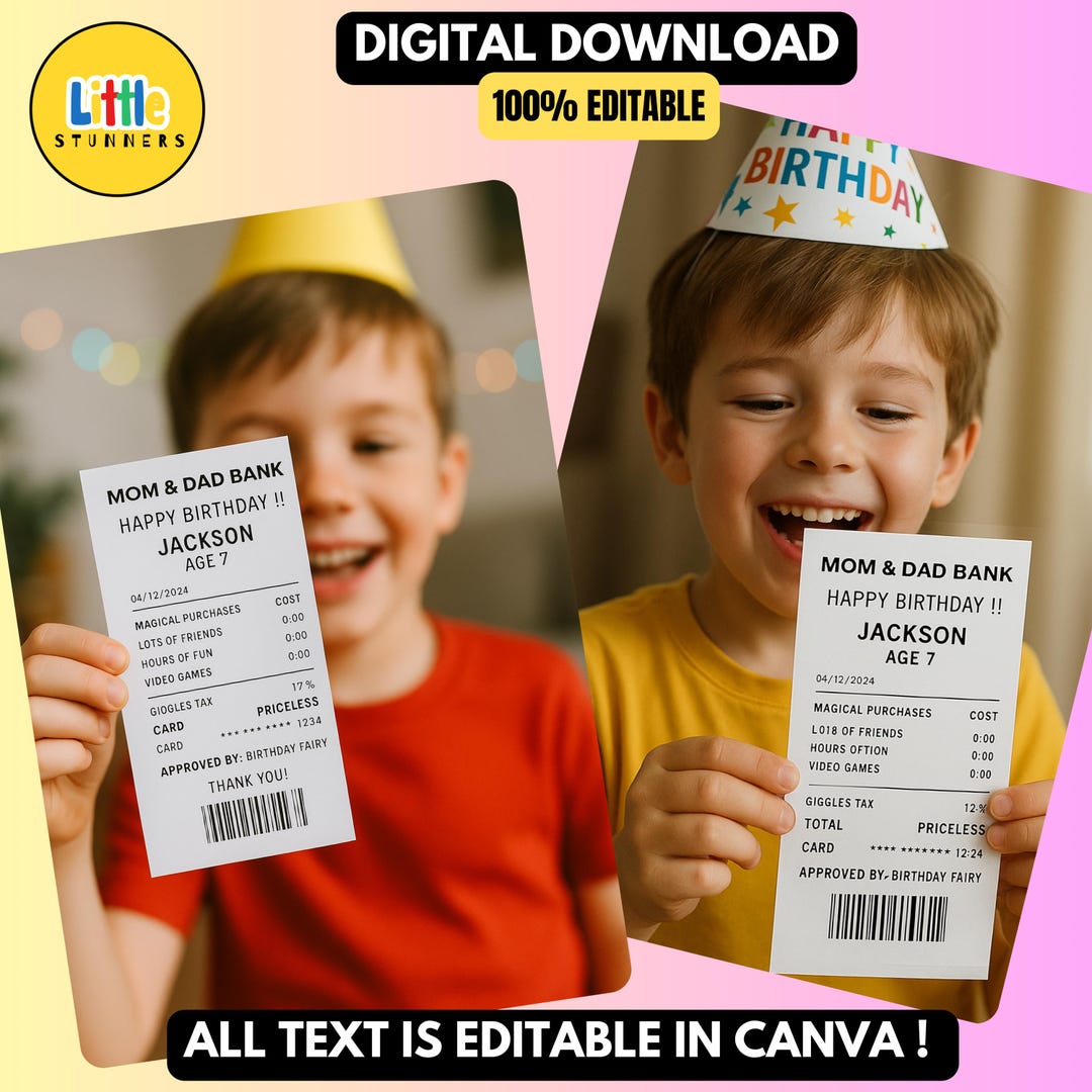 Credit Card Receipt Birthday Template - Printable Birthday Thank You ...