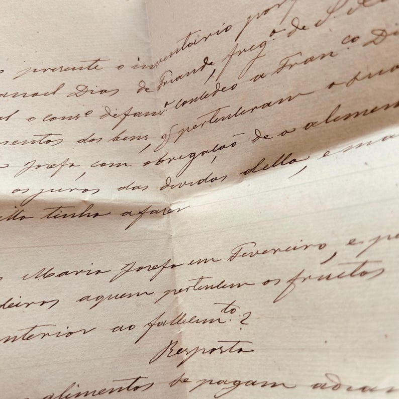 Antique Portuguese Handwritten Document Dated 1875. Vintage Handwriting ...