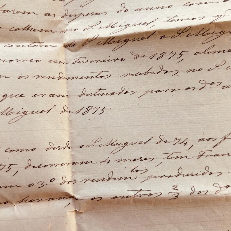 Antique Portuguese Handwritten Document Dated 1875. Vintage Handwriting ...