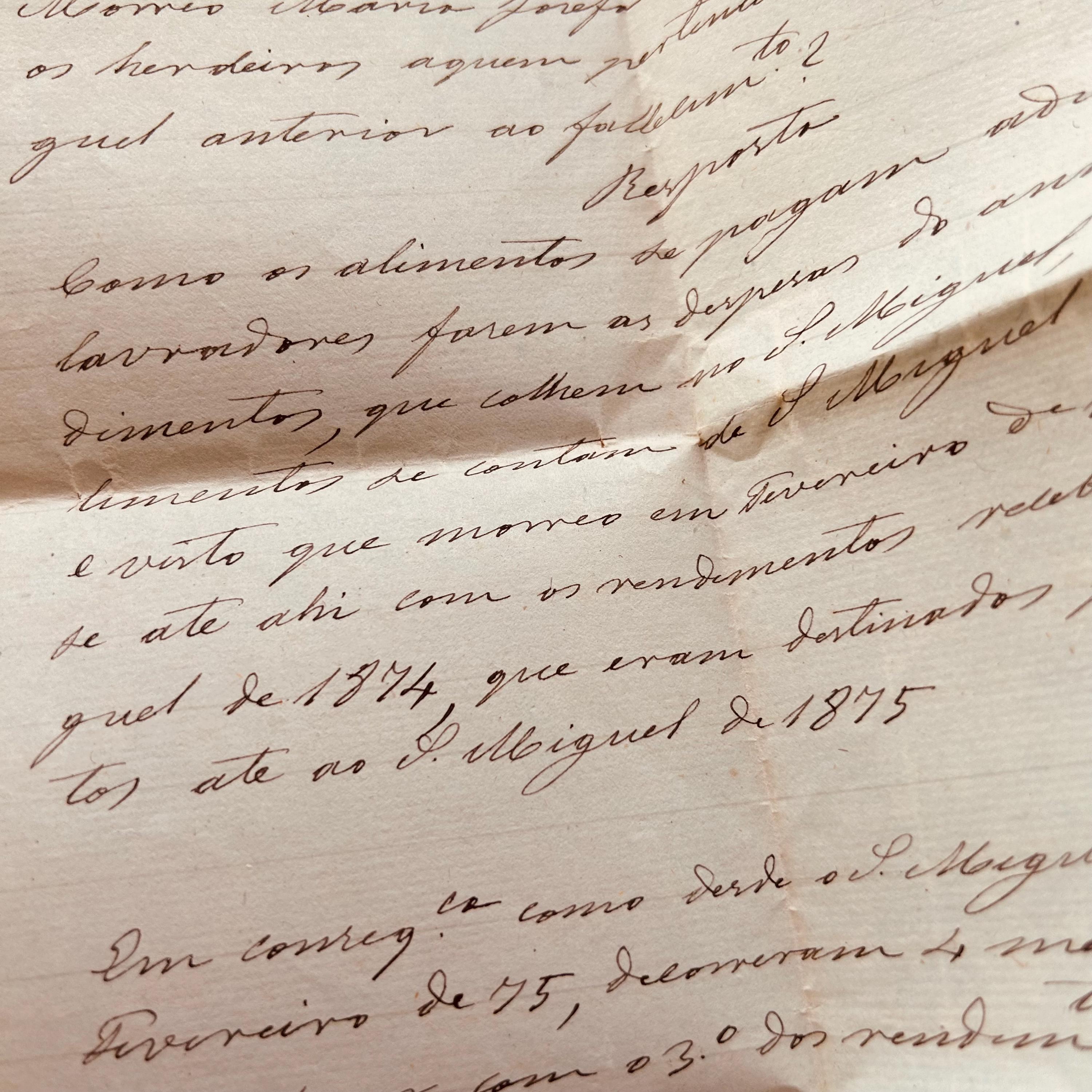 Antique Portuguese Handwritten Document Dated 1875. Vintage Handwriting ...