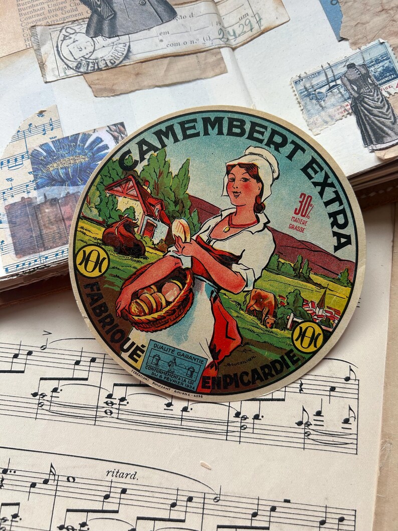 Vintage French Cheese Label for Camembert. Vintage Advertising Ephemera ...