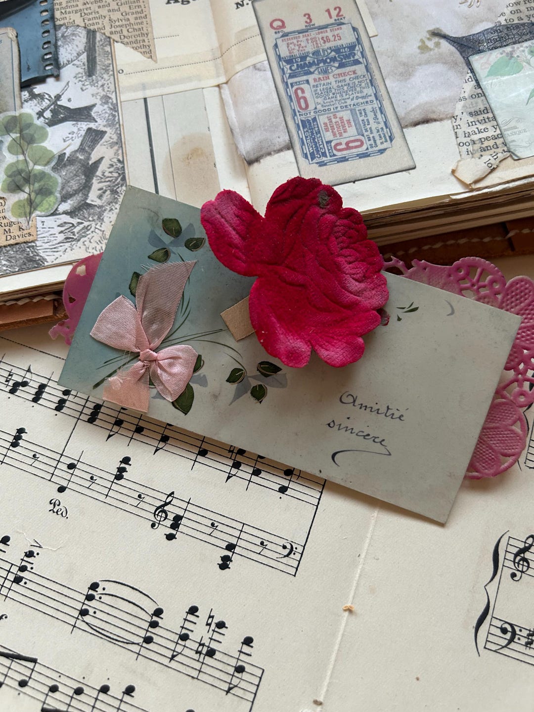 Antique Floral French Pop-up Card. Vintage Junk Journal Ephemera ...