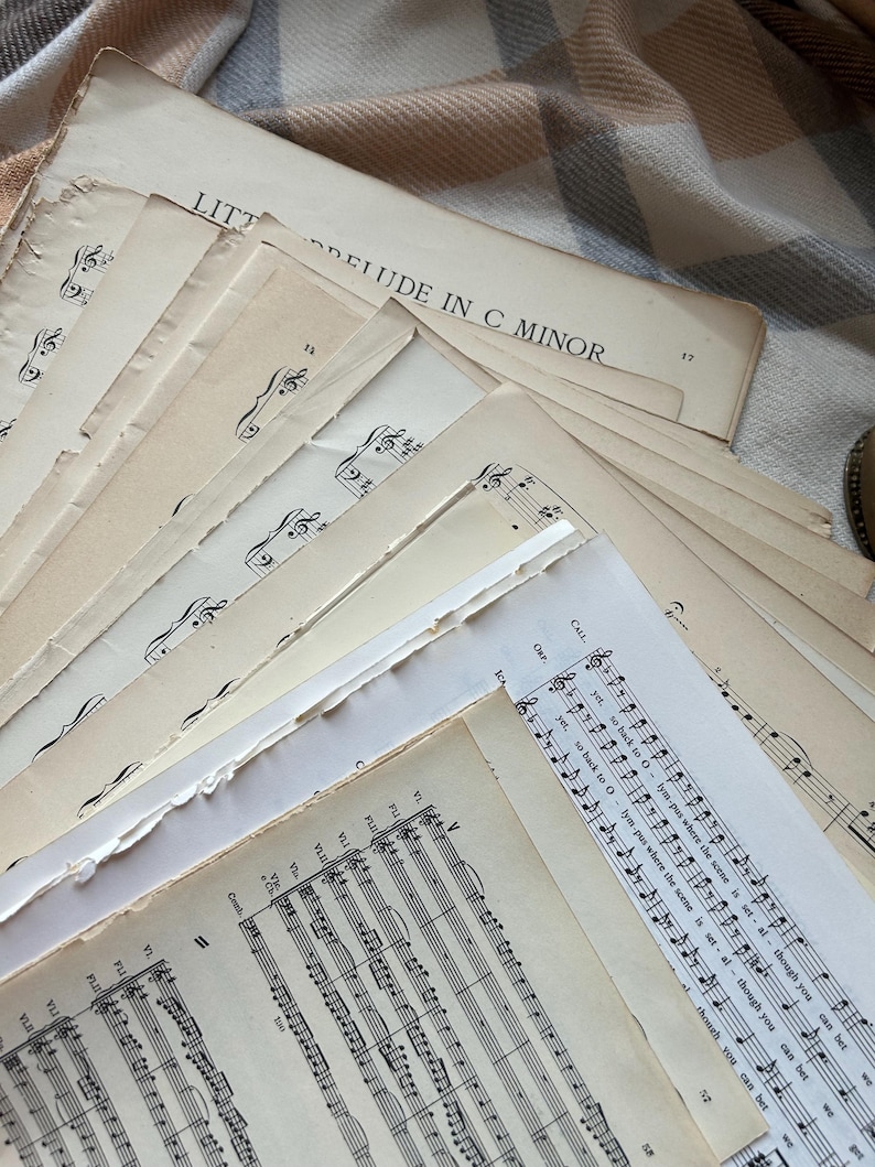 Antique Music Paper. 25 Sheets of Genuine Vintage Music Sheets. Large ...