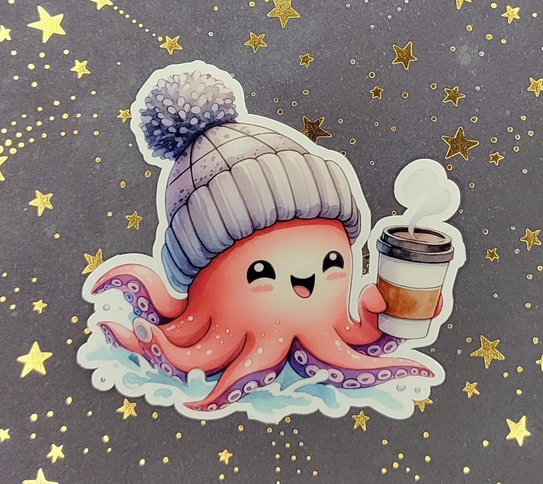 Cozy Fall Kraken Vinyl Sticker - Etsy
