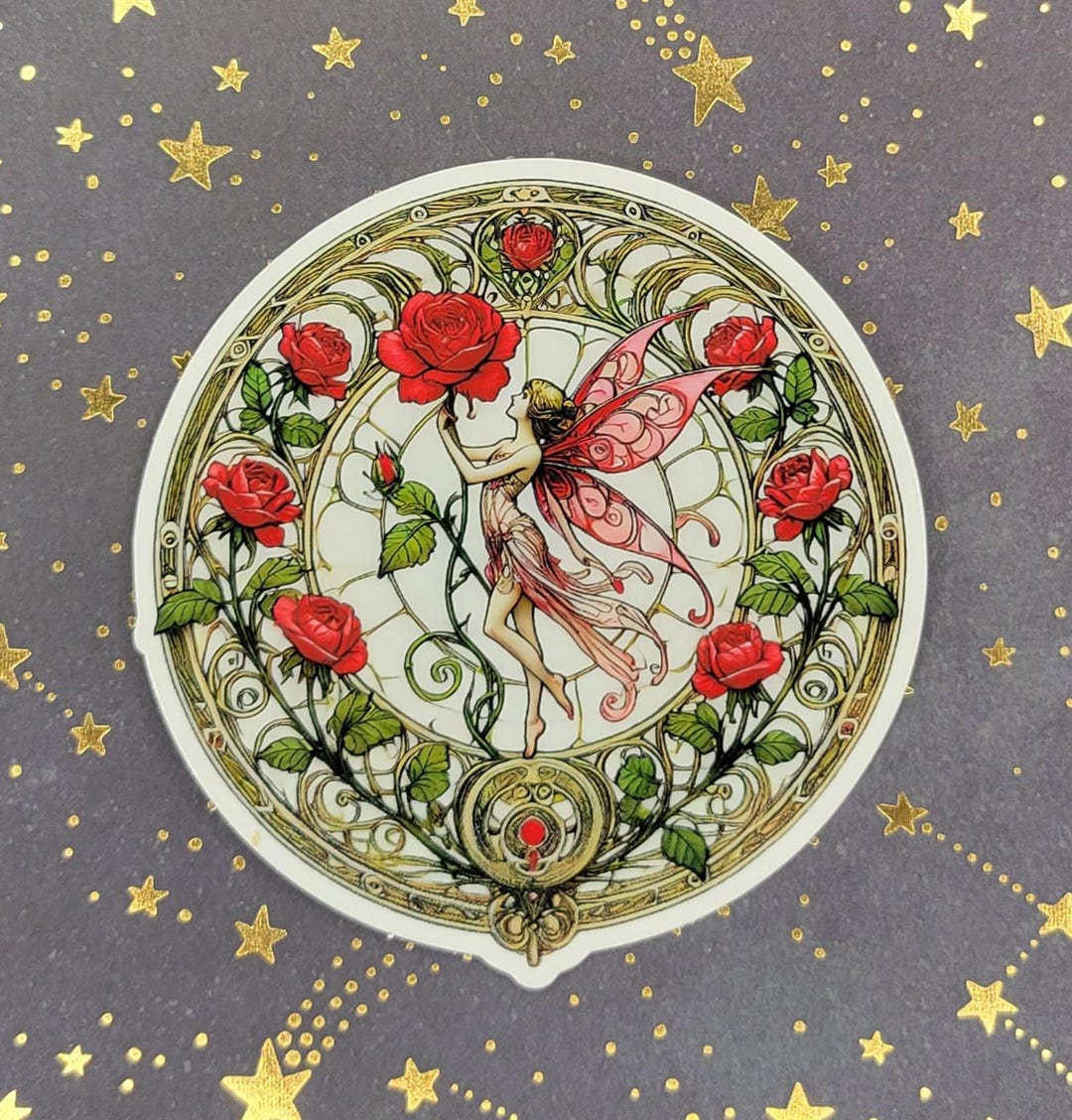 Flower Fairy Red Rose Vinyl Sticker - Etsy