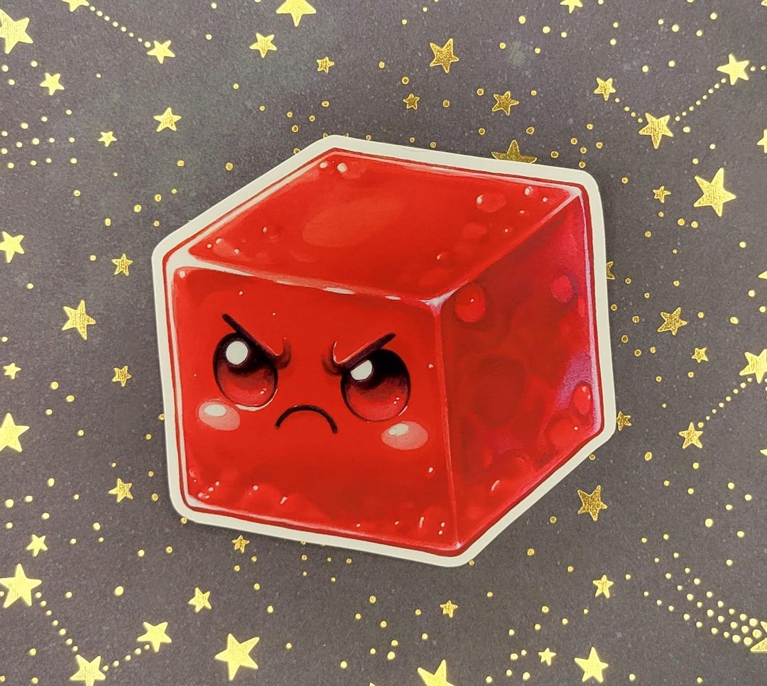 Gelatinous Cube Angry Emoji Vinyl Sticker - Etsy