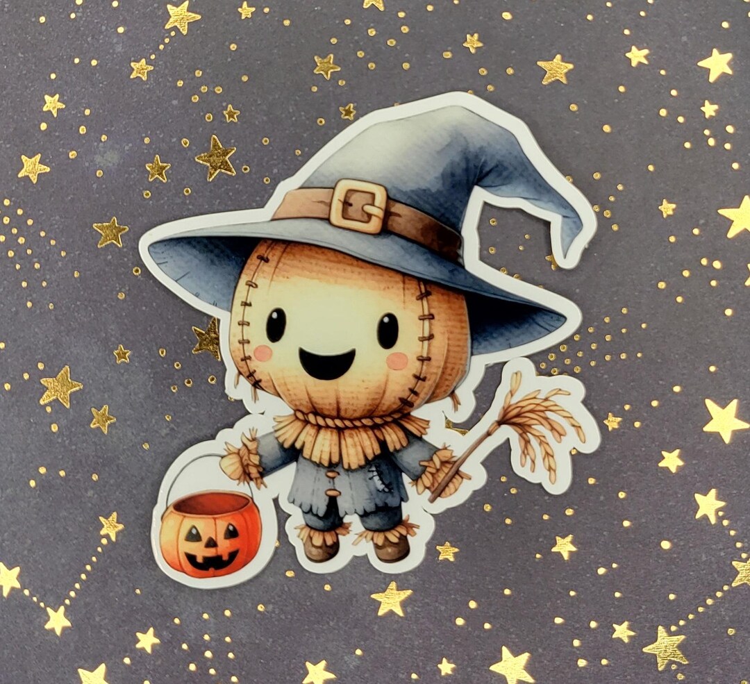 Halloween Scarecrow Vinyl Sticker - Etsy