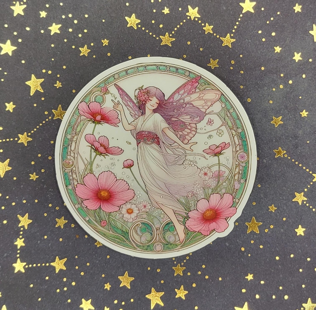 Flower Fairy Pink Cosmos Vinyl Sticker - Etsy