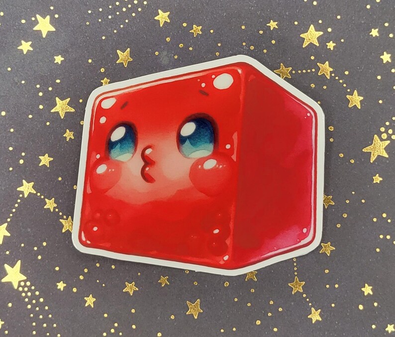 Gelatinous Cube Kissy Face Emoji Vinyl Sticker - Etsy