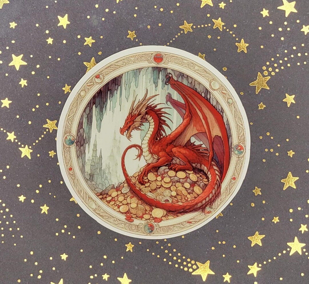 Mythical Red Dragon Vinyl Sticker - Etsy