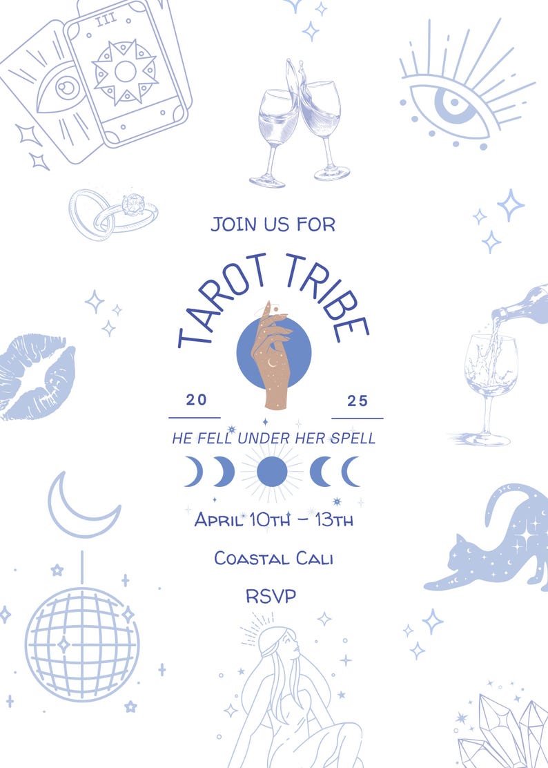 Mystical Tarot-themed Bachelorette Invitation Template Celestial & Cool ...