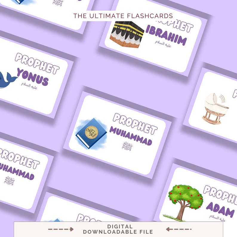 Prophets in Islam Flashcard, Arabic Flash Cards, Islamic Studies ...