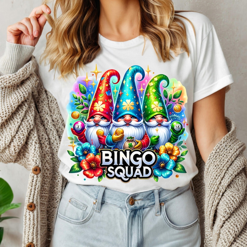 Bingo Squad Gnomes PNG, Bingo Lover T-Shirt Sublimation Design, Bingo ...