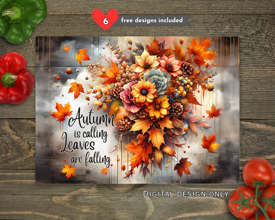 Autumn Floral Sublimation Cutting Board Design Download, Fall Cutting ...