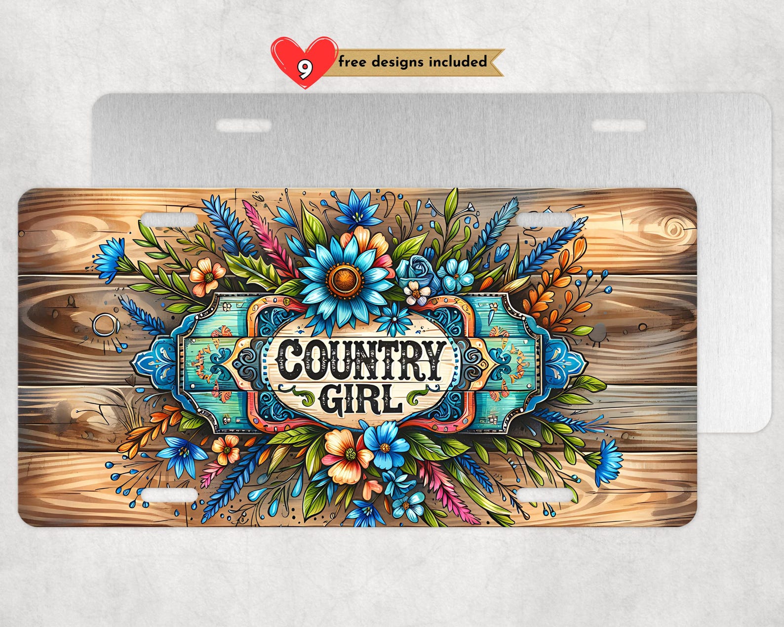 Country Girl Rustic Floral License Plate Sublimation Western Design ...