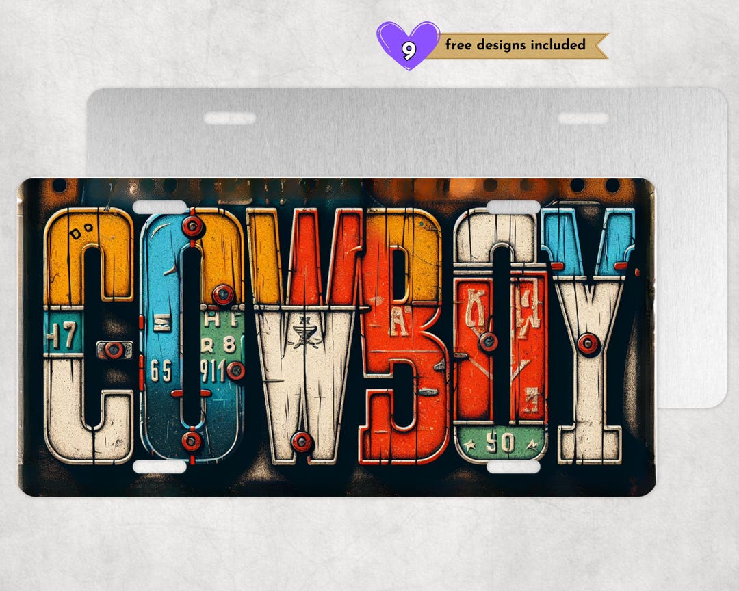 Rustic Cowboy License Plate Sublimation Design Digital Download PNG ...