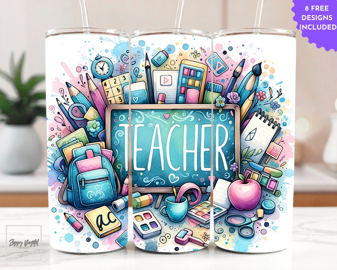 Teacher 20 Oz Skinny Tumbler Sublimation Design Digital Download PNG ...