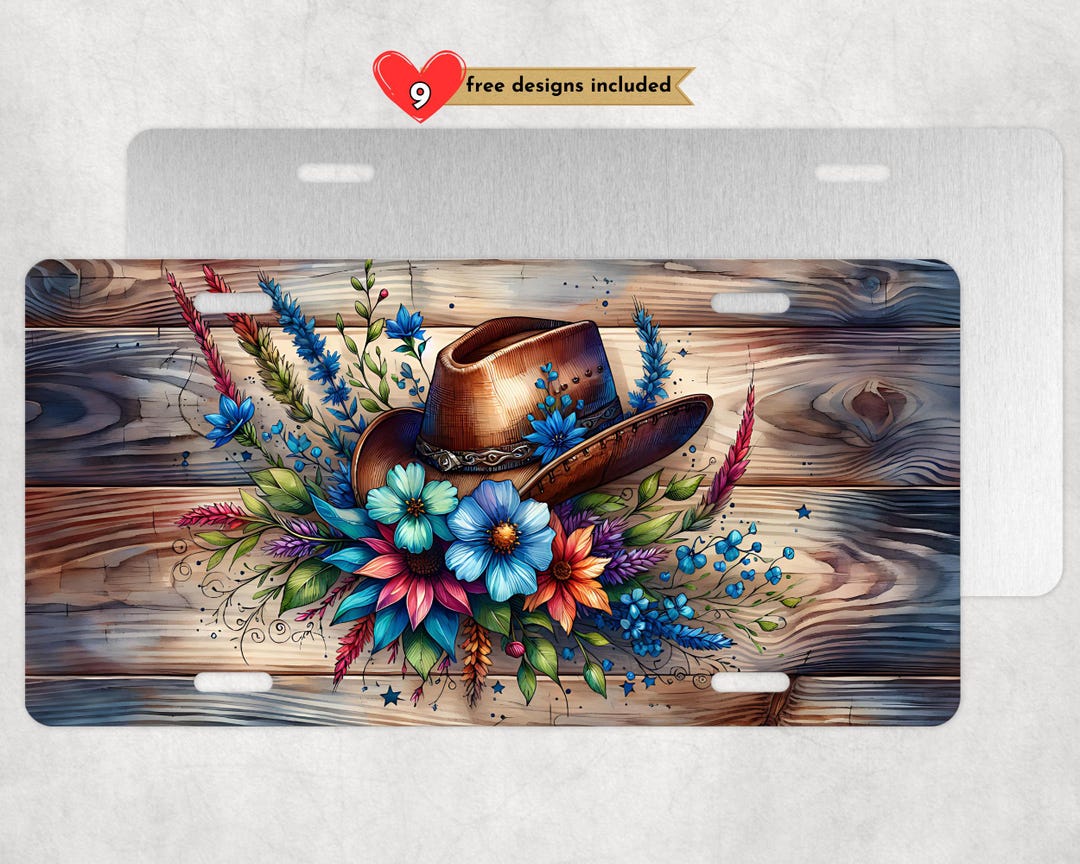 Rustic Western Floral License Plate Sublimation Design Digital Download ...