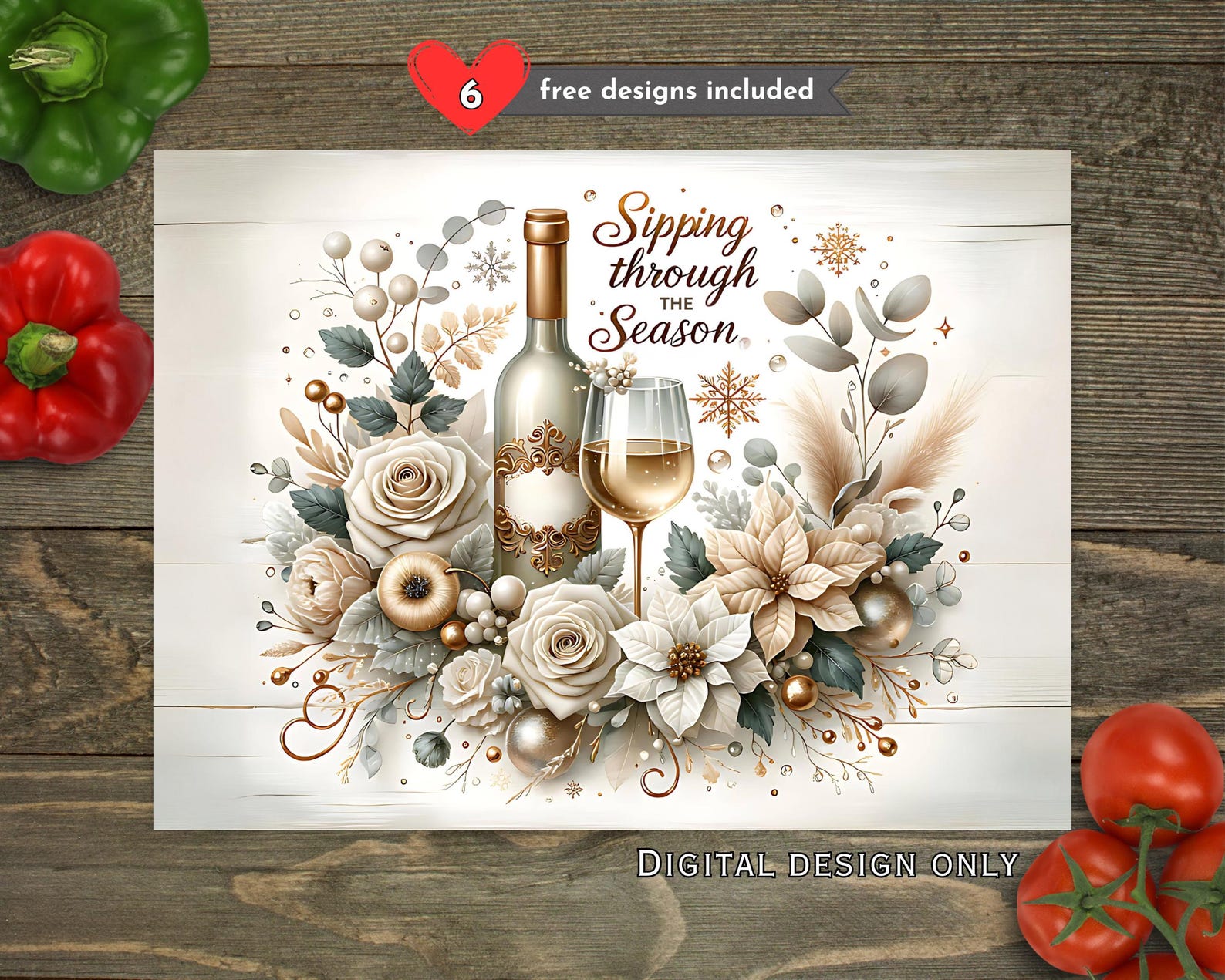 Sipping Through the Season Wine Kitchen Glass Cutting Board PNG, White ...