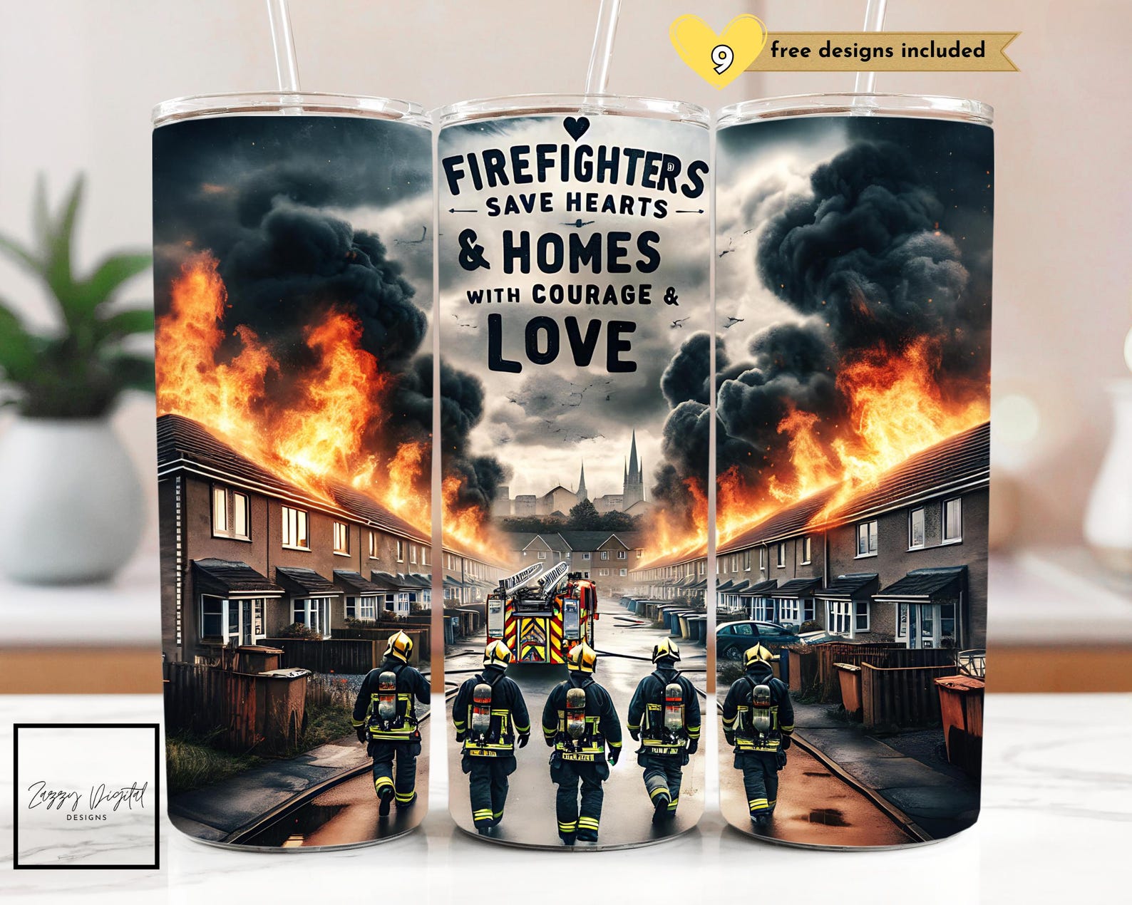 Firefighter Fire Department Tumbler Wrap 20 Oz Skinny Tumbler ...