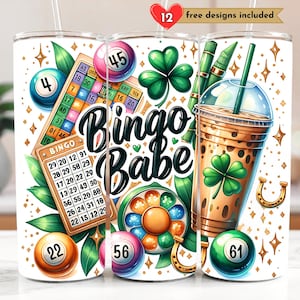 Bingo Babe 20 Oz Skinny Tumbler Sublimation Design Digital Download PNG ...