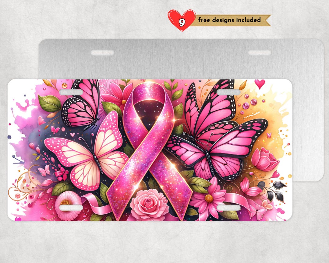 Pink Ribbon Awareness License Plate Sublimation Design Digital Download ...