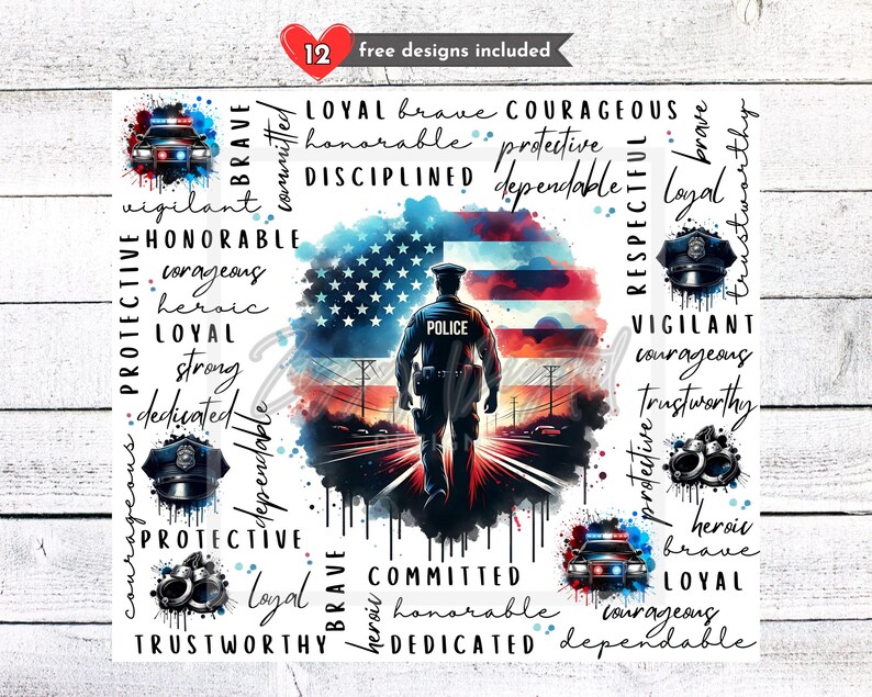 Police Officer Appreciation 20 Oz Skinny Tumbler Sublimation Design ...