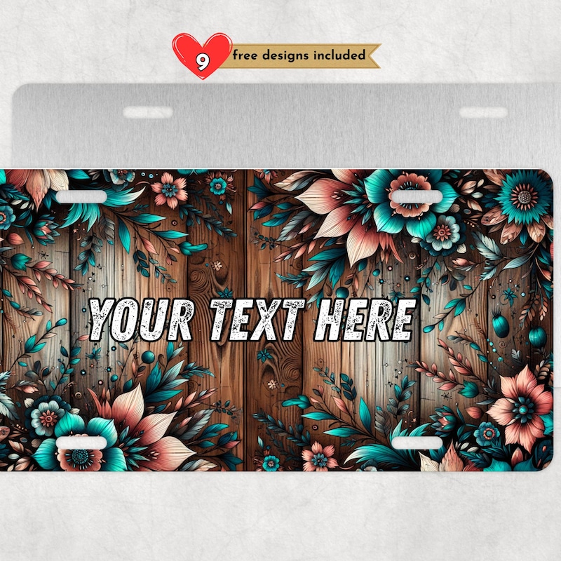 Floral License Plate - Etsy
