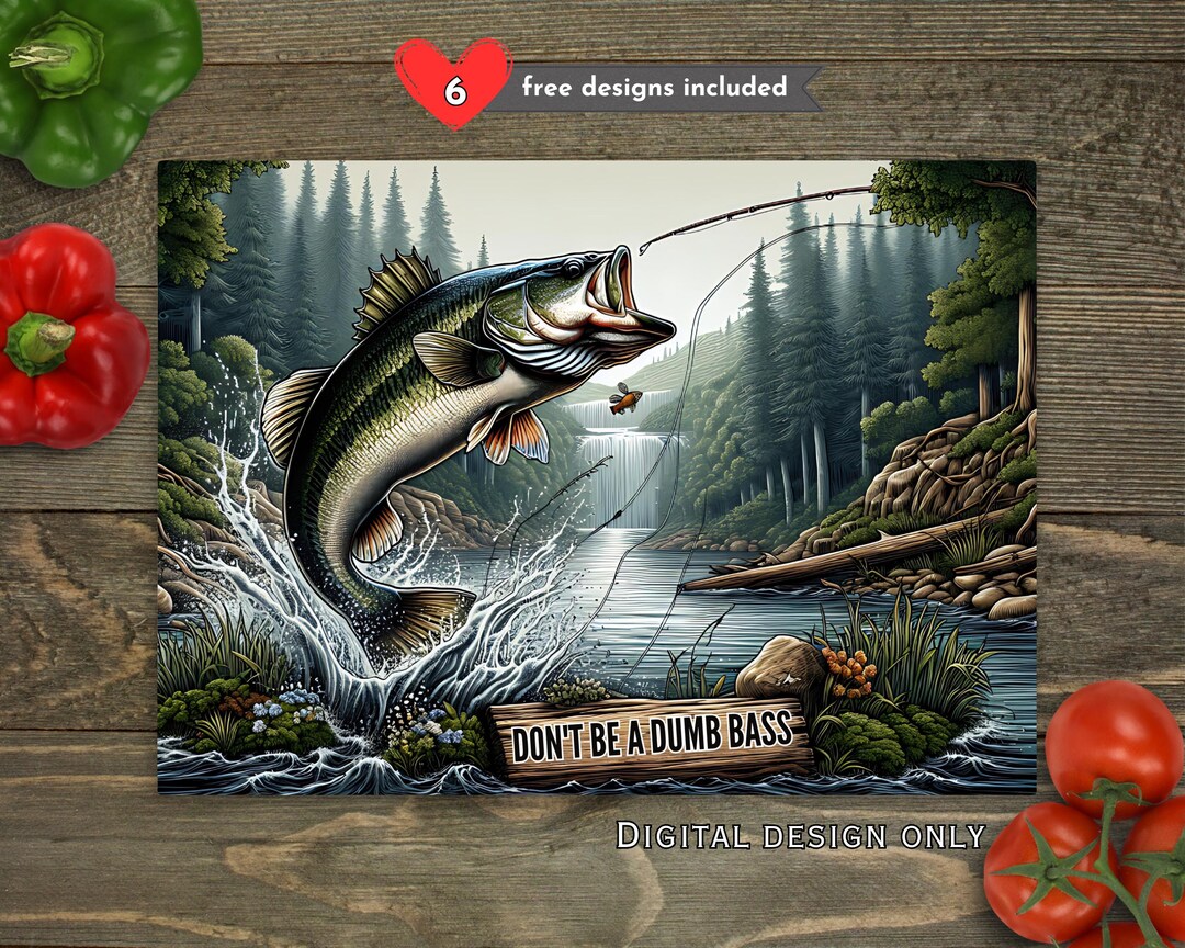 Bass Fishing Sublimation Cutting Board Design Download, Largemouth Bass ...