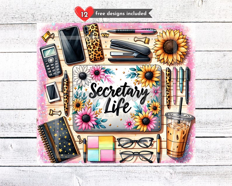 Secretary Life 20 Oz Skinny Tumbler Office Assistant Sublimation Design ...