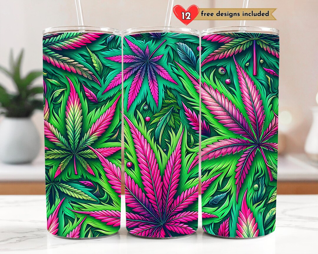 Weed Leaves 20 Oz Skinny Tumbler Sublimation Design Digital Download ...